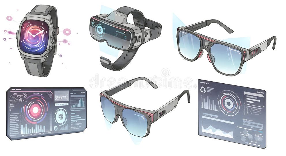 Futuristic Tech Gadgets stock illustration. Illustration of aesthetic ...