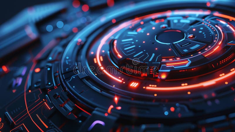 Futuristic Technology. Glowing Circular Mechanism with Intricate ...