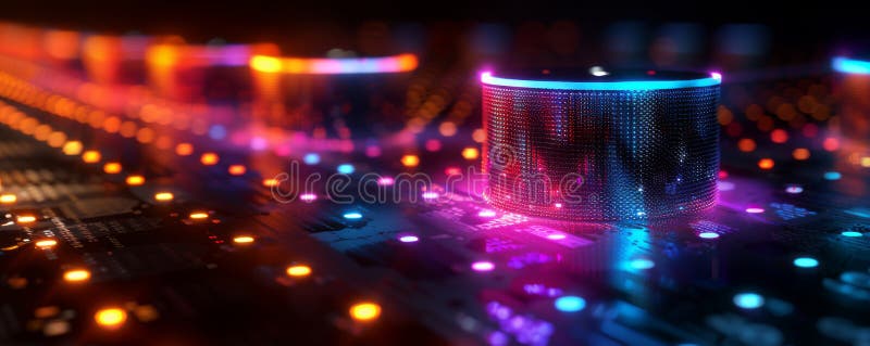 Futuristic Technology with Glowing LED Lights and Circuit Board Stock ...