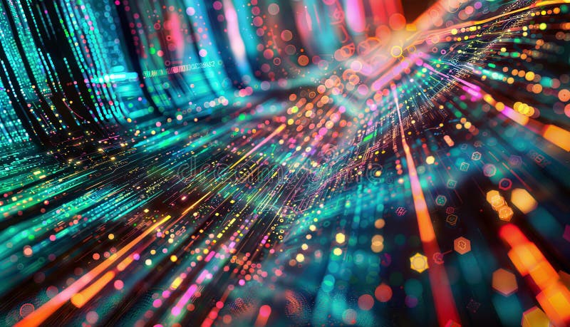 Futuristic Technology Background with Glowing Lines and Bokeh Effect ...