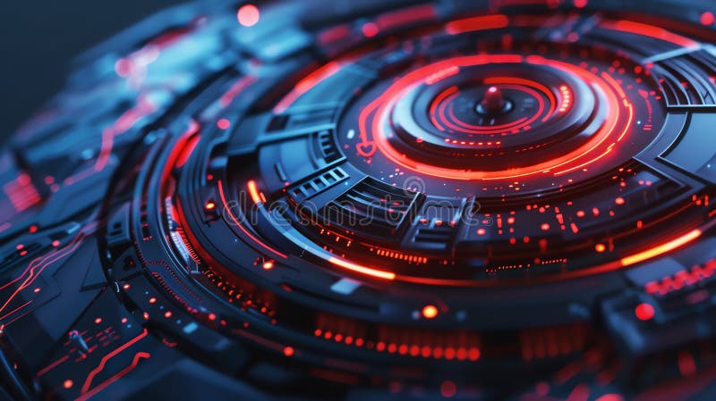 Futuristic Technology. Glowing Red Core of Advanced Machine or Engine ...