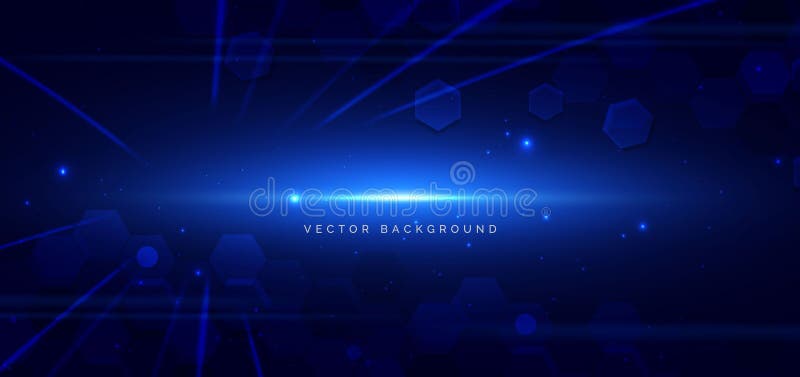 Futuristic Technology Hexagon Blue with Lighting Effect Sparkle on Dark ...