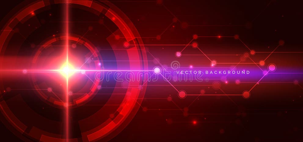 Futuristic Technology Hi Tech Red Gear Element on Dark Red Background ...