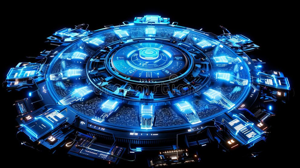 Futuristic Technology Hub - AI Core, Data Processing, Quantum Computing ...
