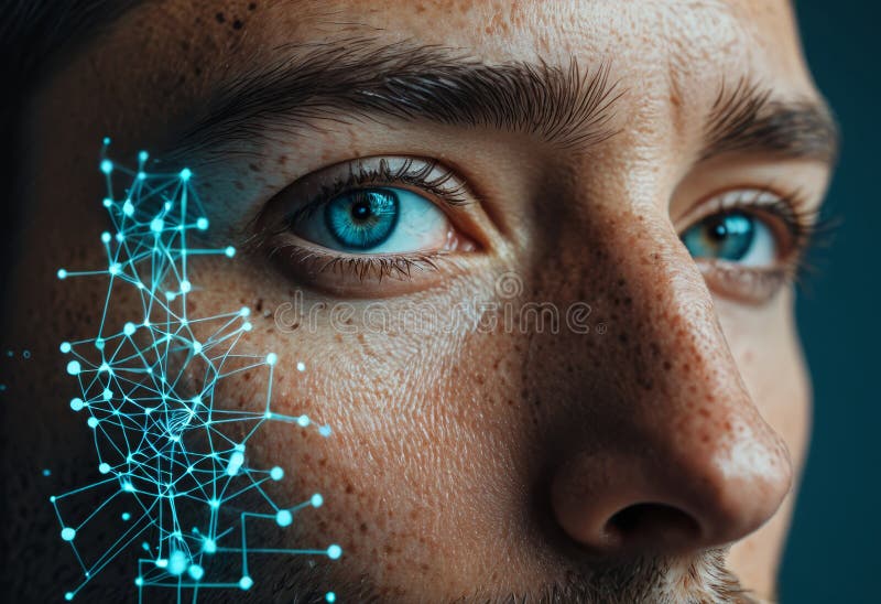 Futuristic Technology and Human Connection: Digital Network Overlay on ...