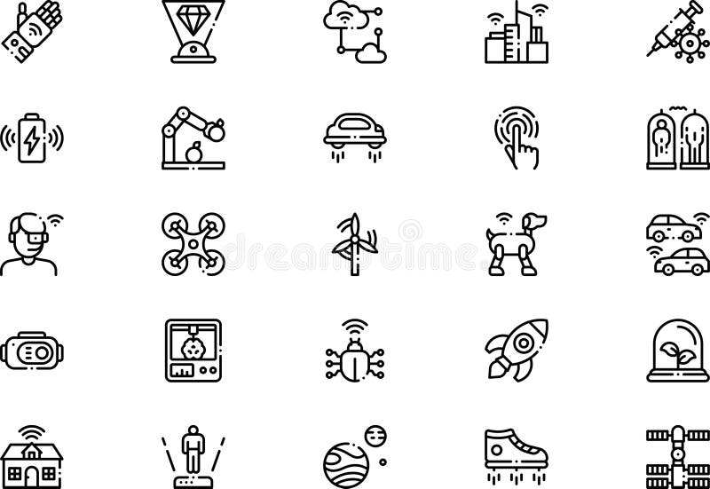 Futuristic Technology Icons Collection is a Vector Illustration with ...