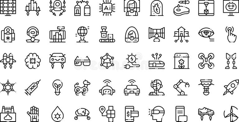 Futuristic Technology Icons High-Quality Vector Icons Collection with ...