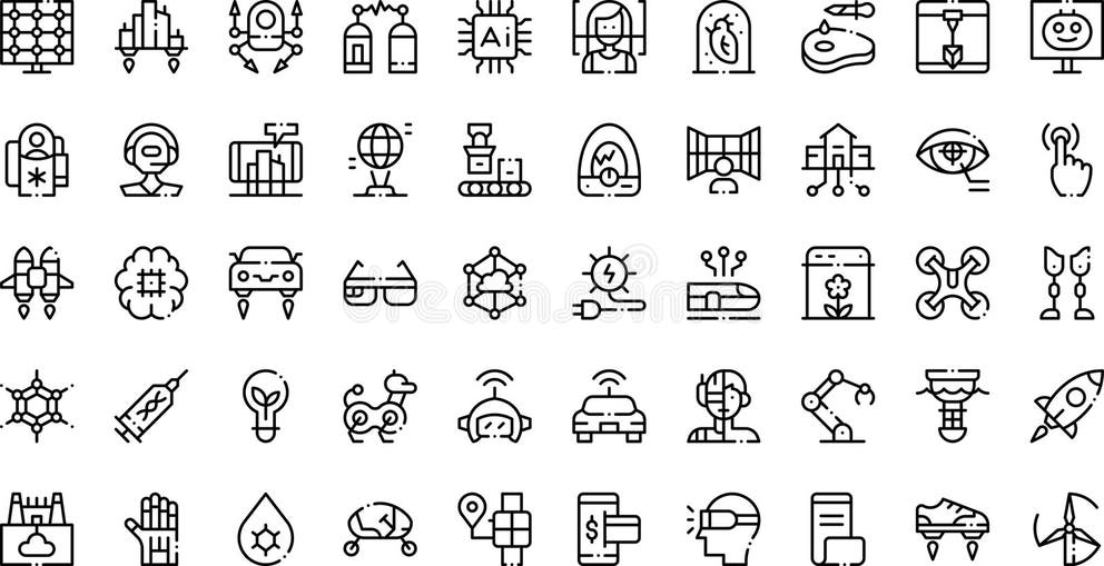 Futuristic Technology Icons High-Quality Vector Icons Collection with ...