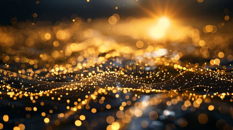 Futuristic Technology Innovation Golden 3D Background. AI Stock ...