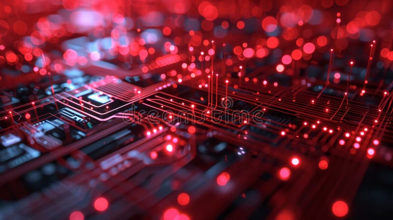 Futuristic Technology Innovation Red 3D Background. AI Stock ...