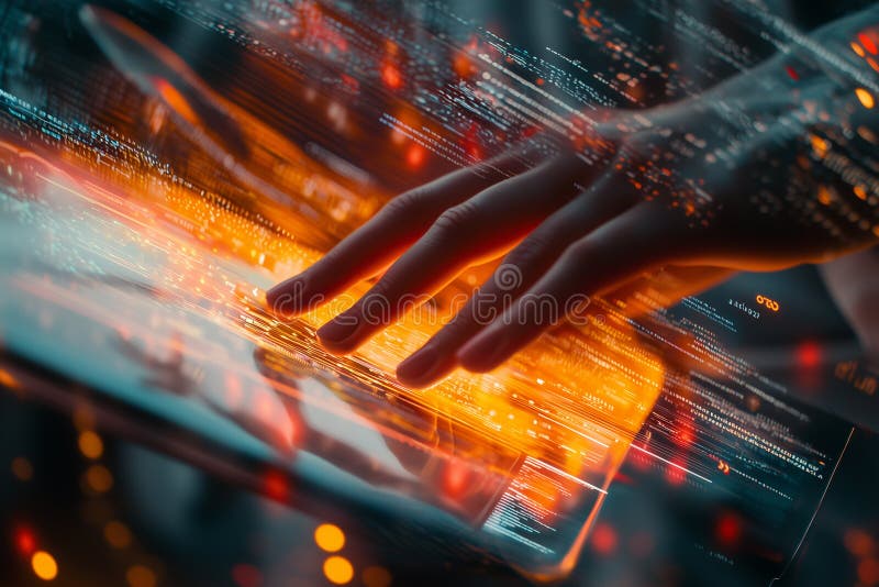 Futuristic Technology Interaction Stock Illustration - Illustration of ...