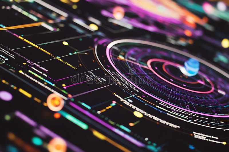 Futuristic Technology Interface with Colorful Lights and Lines Stock ...