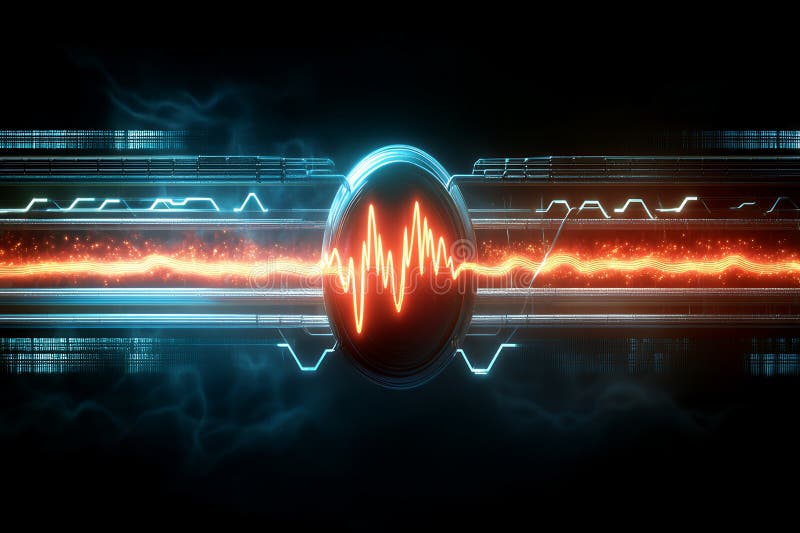 Futuristic Technology Interface Design with Glowing Orange Waveform ...