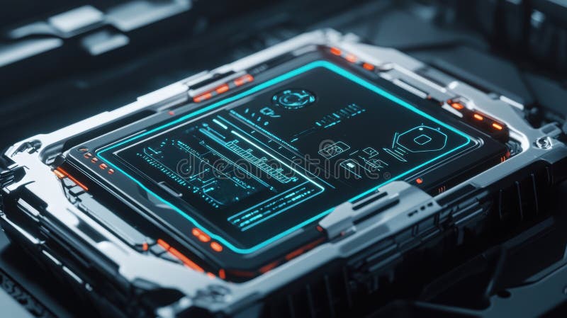 Futuristic Technology Interface with Digital Display and Data ...
