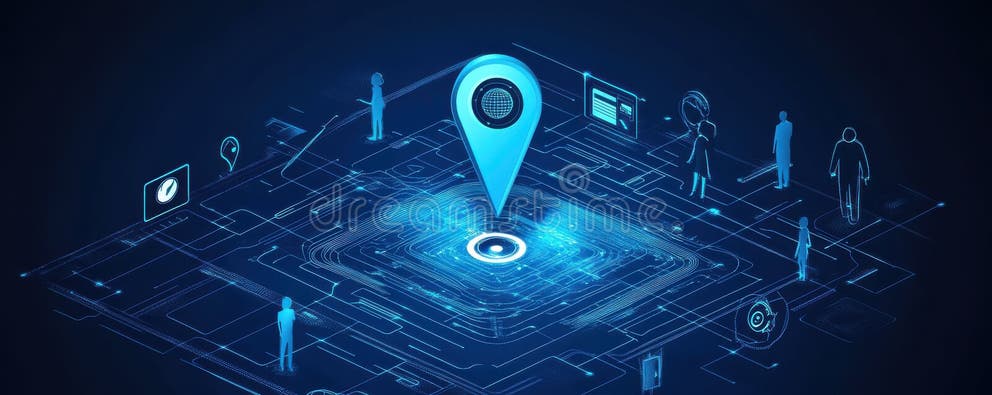 Futuristic Technology Interface with Digital Figures and Location ...