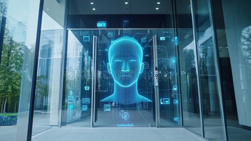 Futuristic Technology Interface with Digital Human Face Display in ...