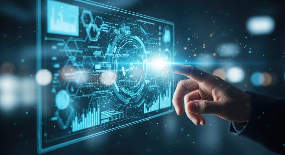 Futuristic Technology Interface Displays Brain Scan Data Interactive Touchscreen Experience ...