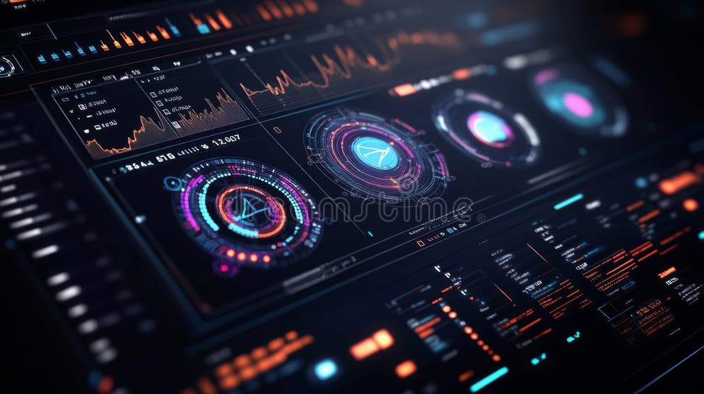 Futuristic Technology Interface Displays Data Analytics Stock ...