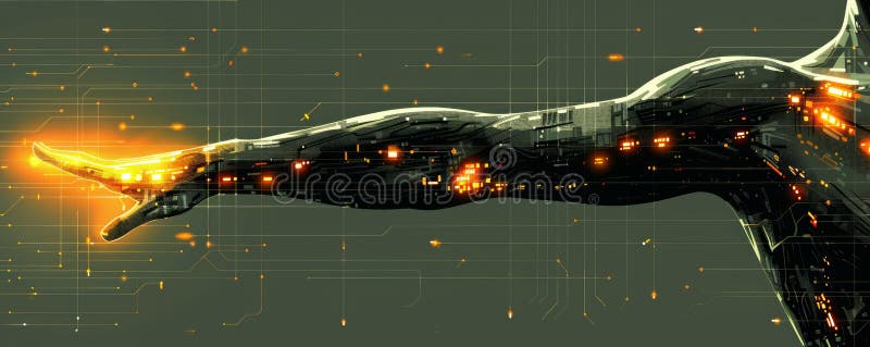 Futuristic Technology Interface with Glowing Circuits on Human Arm ...