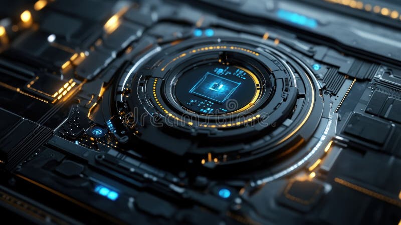 Futuristic Technology Interface with Glowing Lights Stock Illustration ...