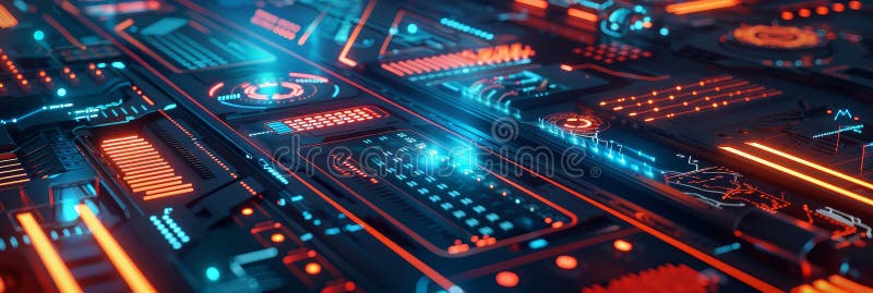 Futuristic Technology Interface with Glowing Lights a Closeup View of a ...