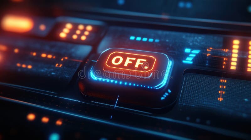 Futuristic Technology Interface with Glowing Off Button for Digital ...