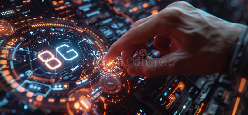 Futuristic Technology Interface with a Person Adjusting Settings ...