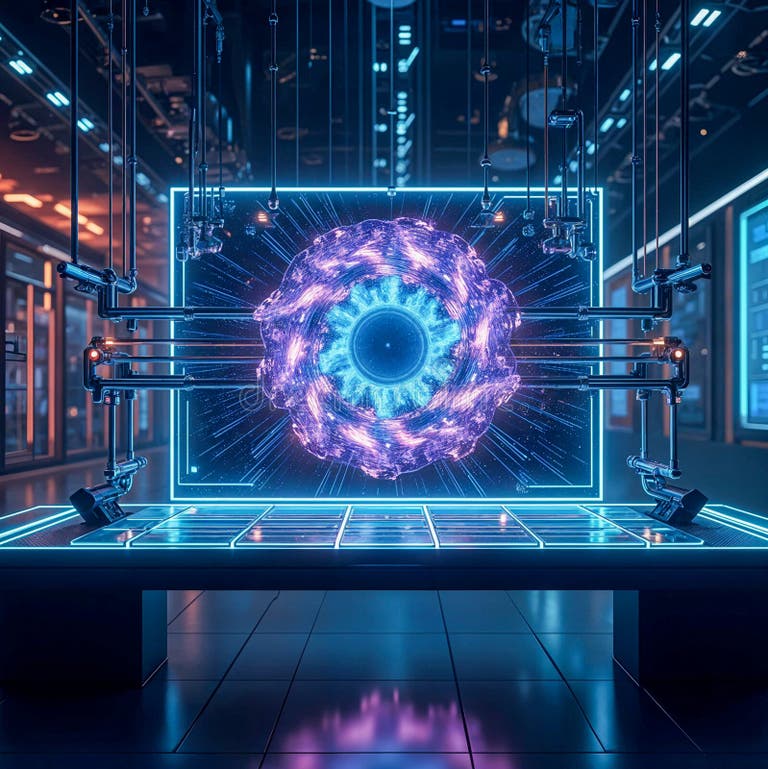 Futuristic Technology Lab with 3D Energy Core Display Stock ...