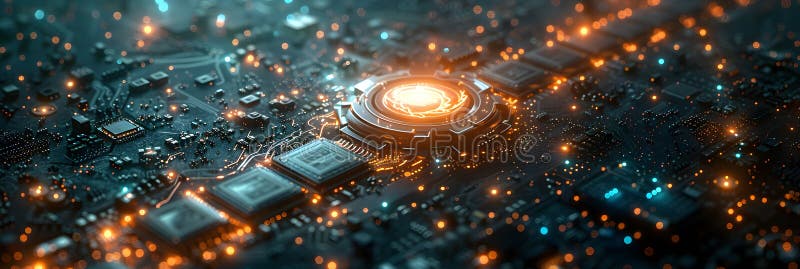 Futuristic Technology Landscape Illustration - Digital Cityscape Stock ...