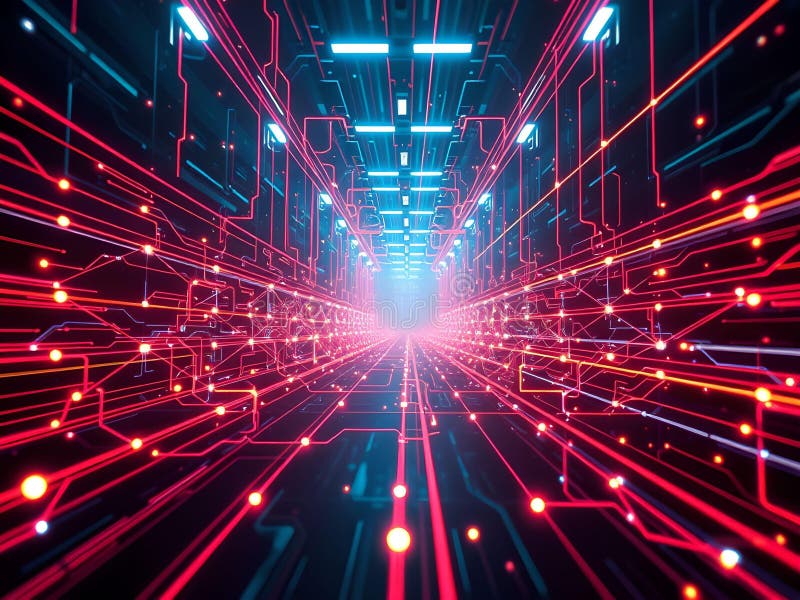 Futuristic Technology Network: Glowing Digital Connections Stock ...