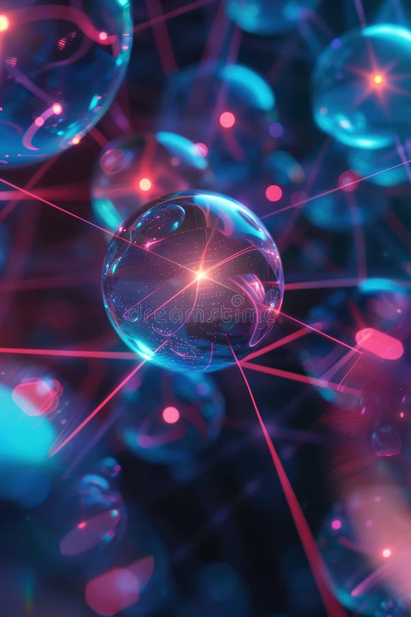 Futuristic Technology Network with Glowing Orbs and Neon Threads for ...