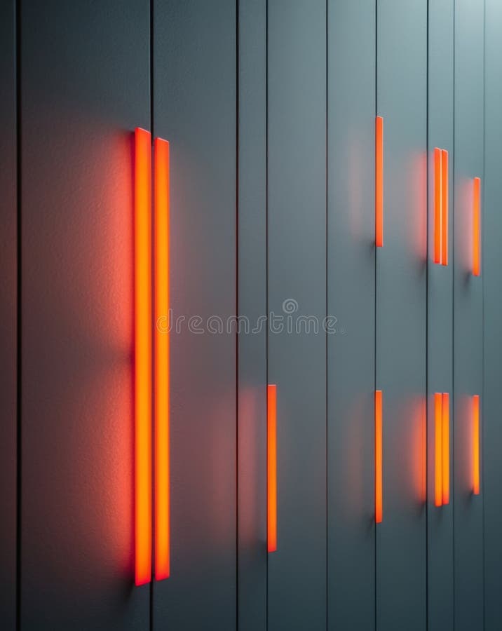 Futuristic Technology Panel Background with Orange Lights. Stock ...