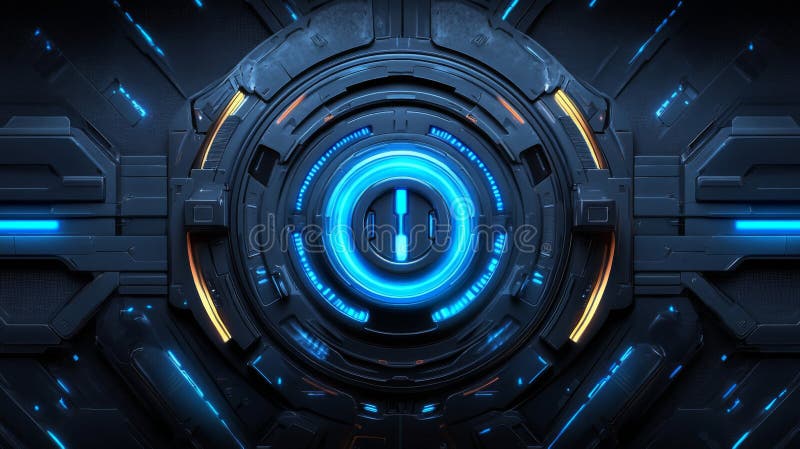 Futuristic Technology Panel Glowing Blue and Orange Stock Illustration ...