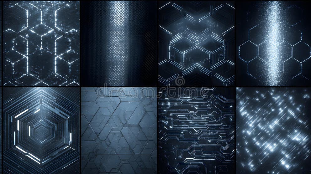 Futuristic Technology Pattern Collection with Hexagonal Circuit Lines ...