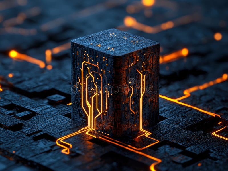 Futuristic Technology Representation with a Glowing Circuit Design ...