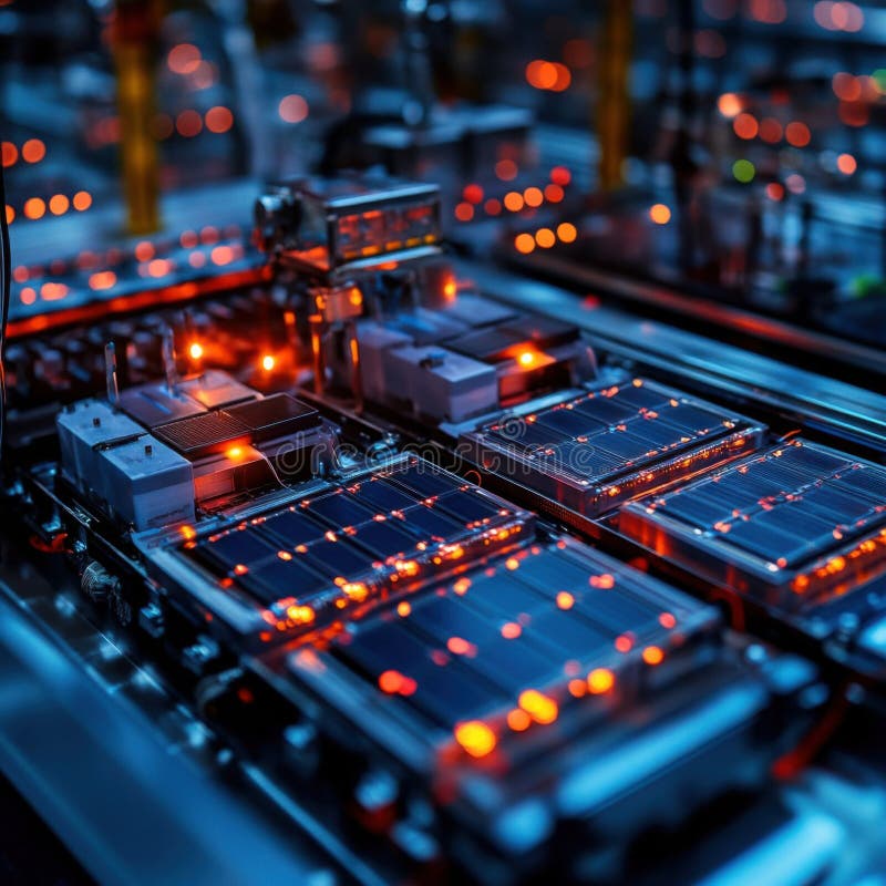 Futuristic Technology Scene with Solar Panel Grid and Circuitry ...