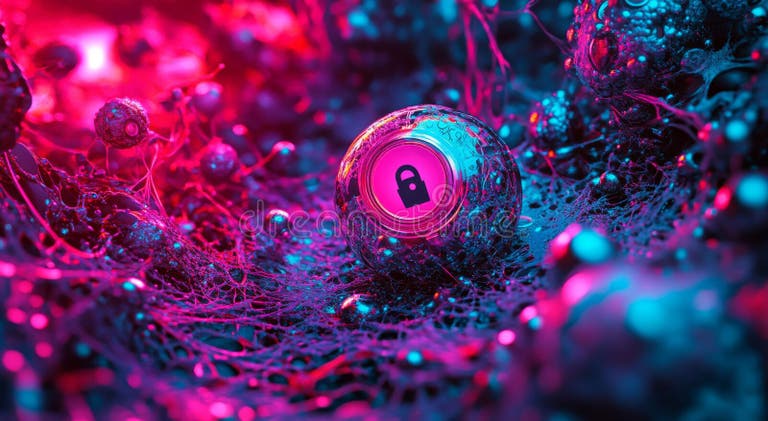 In a Futuristic Technology Setting, a Glowing Padlock Icon Embodies ...