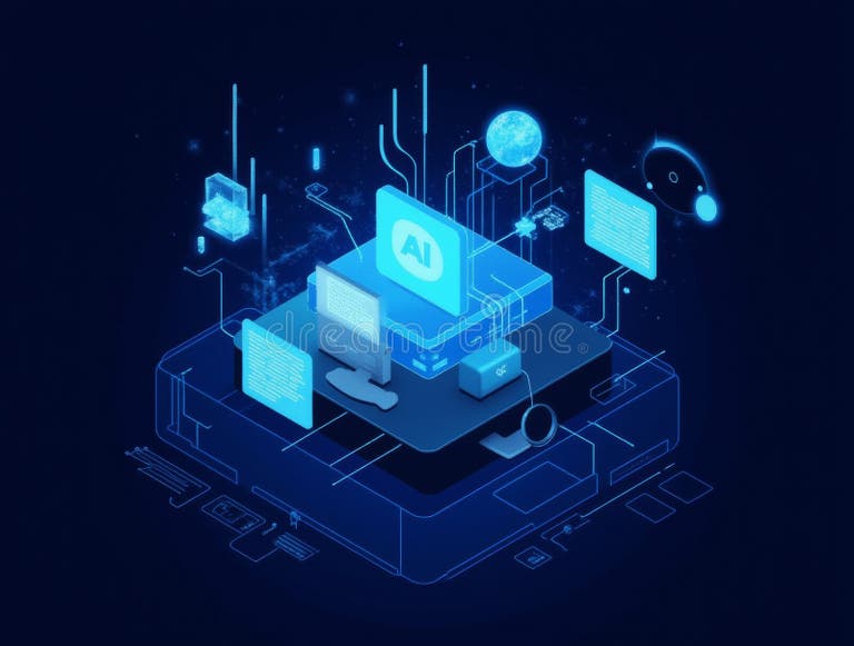 Futuristic Technology Setup with AI Processing Data. Seamless ...