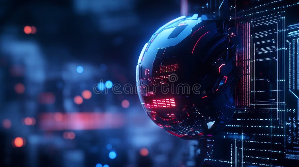 Futuristic Technology Sphere with Circuitry and Digital Data a ...