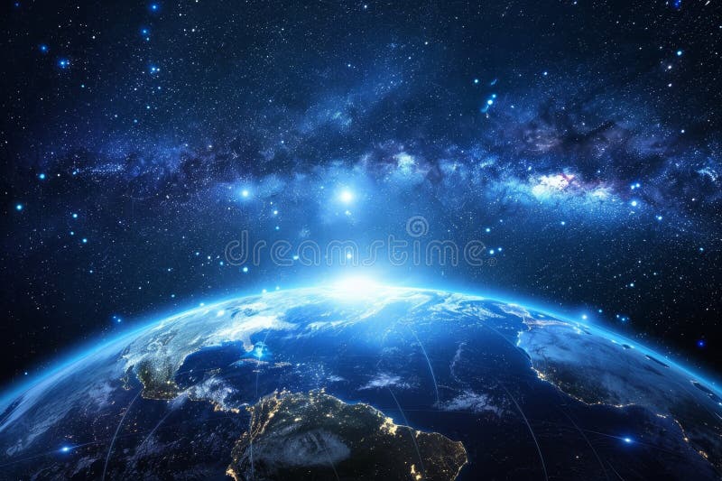 Futuristic Technology. Stars, Globe Earth, and Advanced Space-age ...