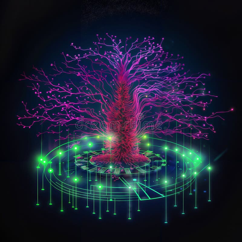 Futuristic Technology Tree on a Dark Background. Vector Illustration ...