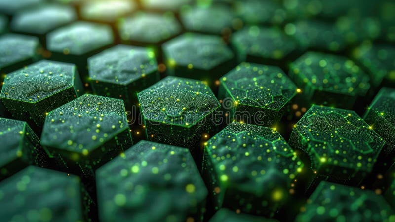 Futuristic Technology Unveiled in an Abstract Green Hexagonal ...