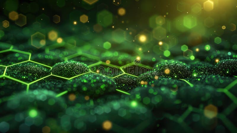 Futuristic Technology Unveiled in an Abstract Green Hexagonal ...