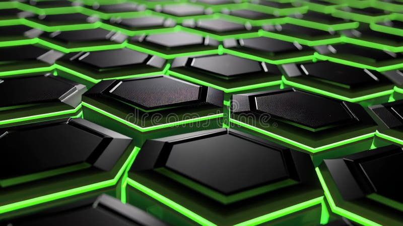 Futuristic Technology Unveiled in an Abstract Green Hexagonal ...