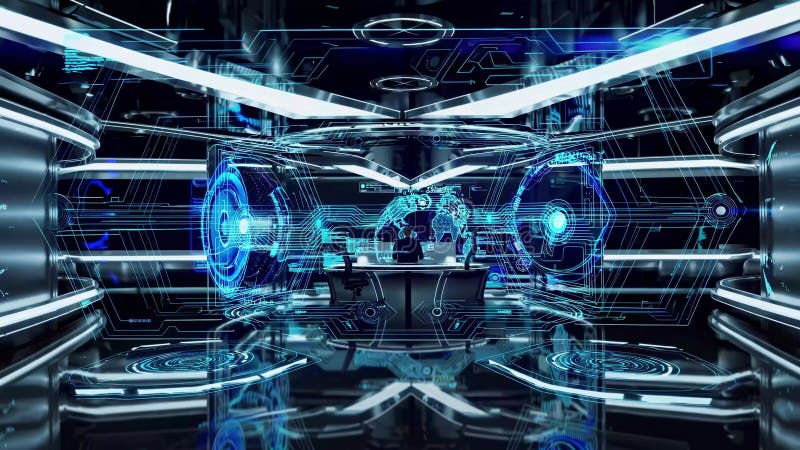Futuristic Technology Visualization Demonstrates Abstract Blue Graphics ...