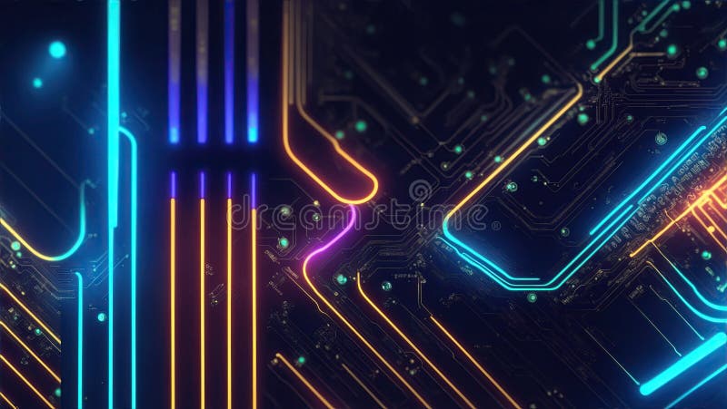 Futuristic Technology Wallpaper with Digital Waves and Circuit Board ...