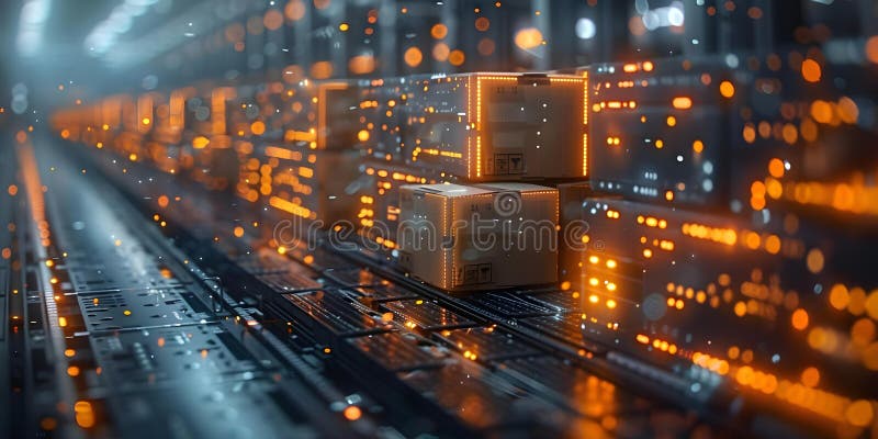 Futuristic Technology in a Warehouse Visualizes Industry 40 Process ...