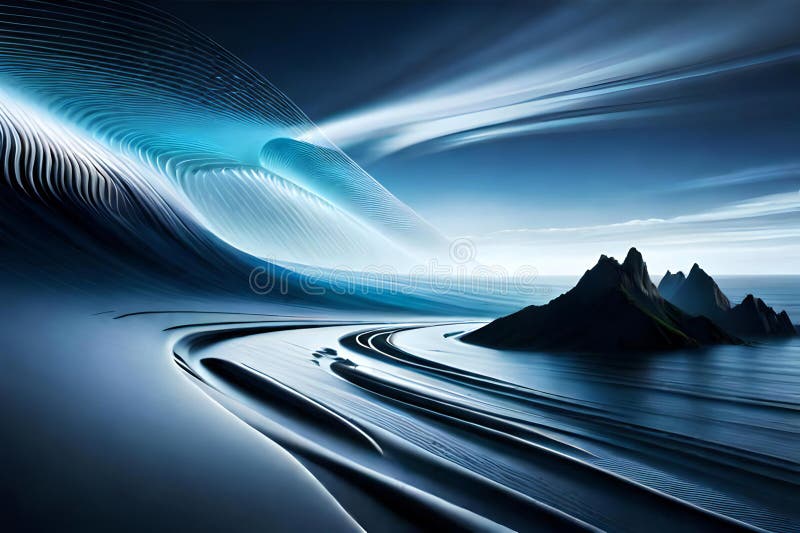Futuristic Technology Wave Background Design with High Resolution Stock ...