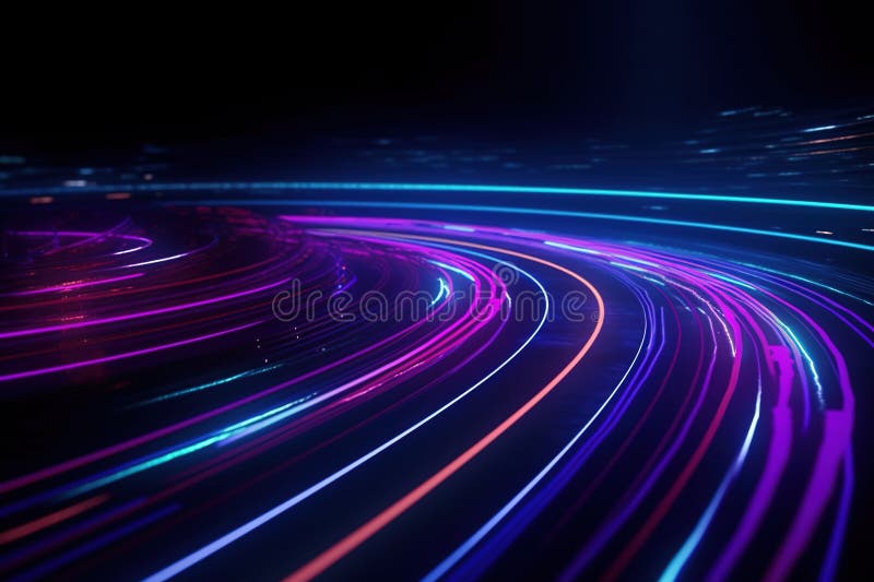Futuristic Technology Wave Background Design with Lights and Speed ...