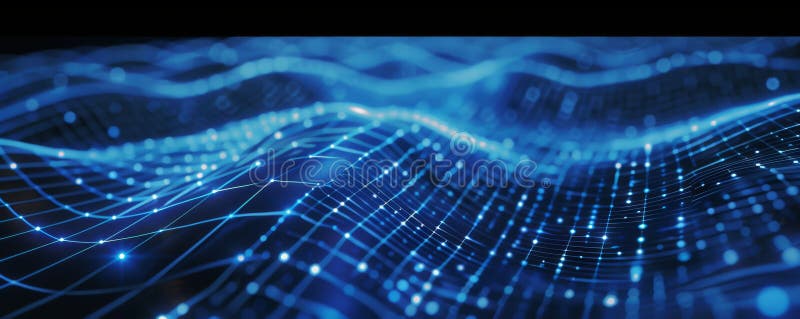 Futuristic Technology Wave Design with Glowing Blue Particles Creating ...